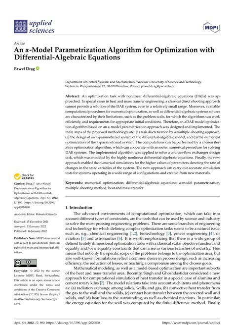 pdf an α model parametrization algorithm for optimization with differential algebraic equations