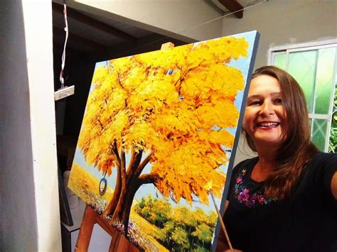 Quadros Pintura em Tela Paisagem Árvores Ipê Amarelo Elo7