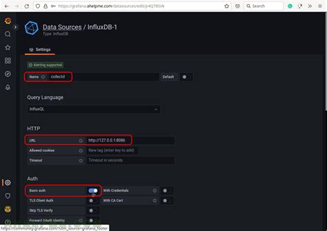 add source influxdb with basic authentication in grafana
