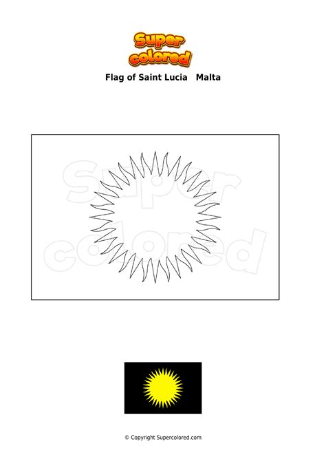 Coloring Page Flag Of Saint Lucia Malta Supercolored