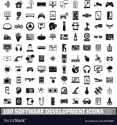 Software Development Icons Set Simple Style Vector Image
