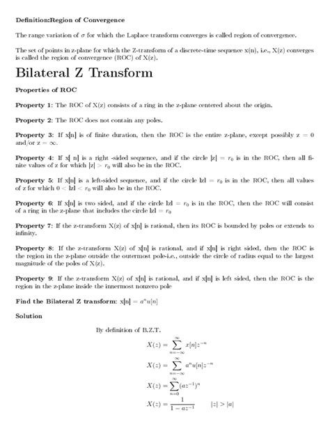 bilateral z transform pdf measure theory calculus