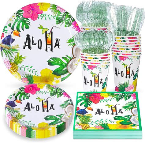 Amazon Atonofun Hawaiian Luau Party Supplies Disposable Hawaiian