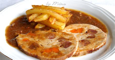 Cocina con Mina Lomo de cerdo mechado con salsa al Oporto y jamón