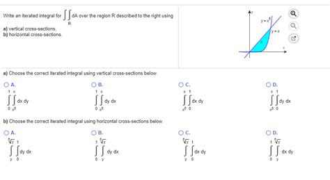 solved write an iterated integral for d a over the region r