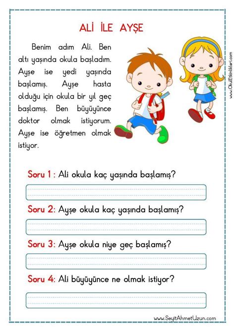1 Sınıf Okuma Yazma Metinleri