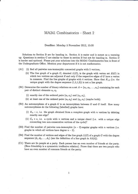 assignment 2 questions ma24l combinatorics sheet 2 deadline monday 5 november 2012 15 00
