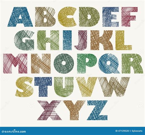 Hand Drawn And Sketched Color Bold Font Stock Vector Illustration Of