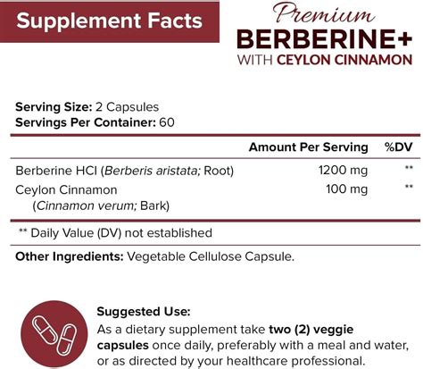 NutriFlair Berberine HCL 1200mg Capsules With Ceylon Cinnamon