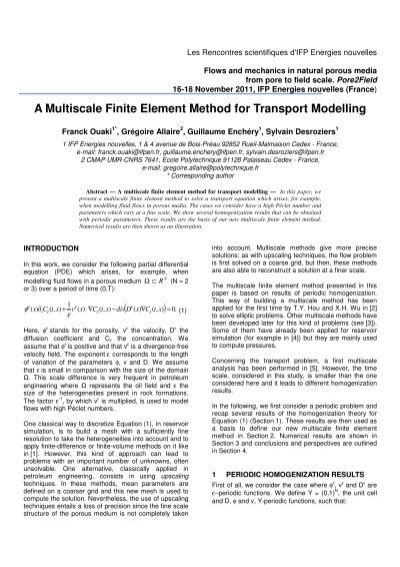 a multiscale finite element method for transport modelling