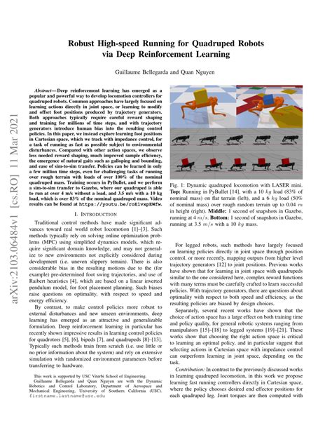 pdf robust high speed running for quadruped robots via deep reinforcement learning