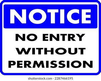 Notice No Entry Without Permission Sign Stock Vector Off