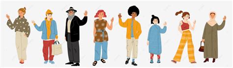 Diverse People Waving Hand Isolated On White Background Isolated