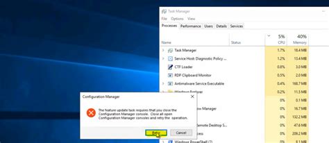Fix ConfigMgr Console Feature Update Task Retry Operation Error SCCM