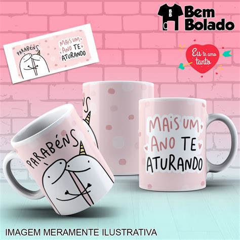 Caneca Flork Mais um ano te aturando Parabéns Aniversário Elo7