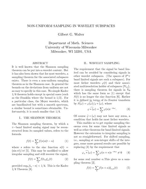 pdf non uniform sampling in wavelet subspaces