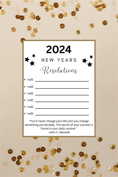 New Years Resolution Printable Etsy
