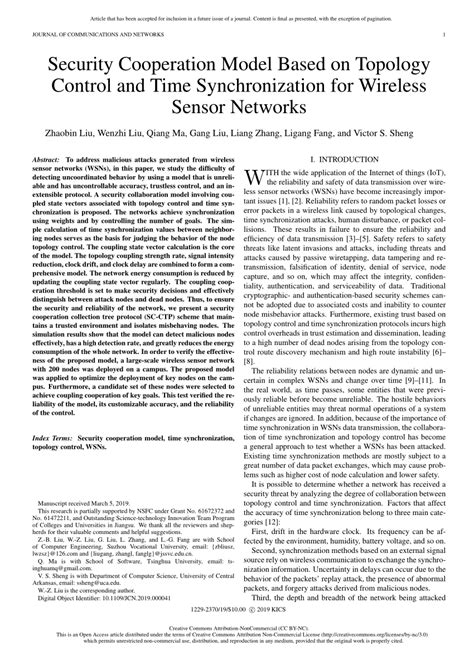 pdf security cooperation model based on topology control and time synchronization for wireless