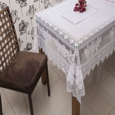Toalha De Mesa Em Renda 6 Lugares Branca Color Retangular 1 50M X 2 20M