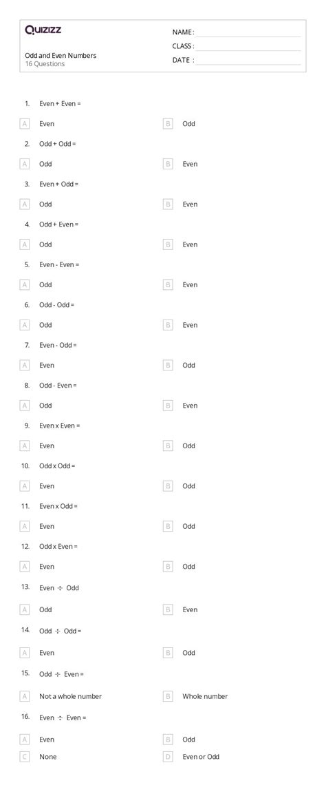 50 Odd And Even Numbers Worksheets For 4th Grade On Quizizz Free