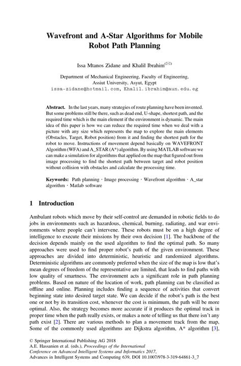 pdf wavefront and a star algorithms for mobile robot path planning