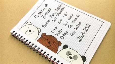 Carátula de los osos escandalosos para tus cuadernos YouTube