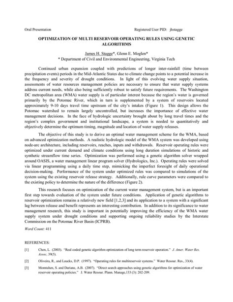 optimization of multi reservoir operating rules using genetic algorithms