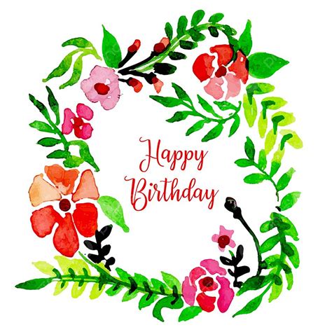 Blumen Zum Geburtstag Kranz Hintergrund Aquarell Aquarell Farbe