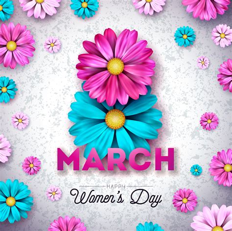 8 March Happy Women S Day Floral Greeting Card 345798 Vector Art At