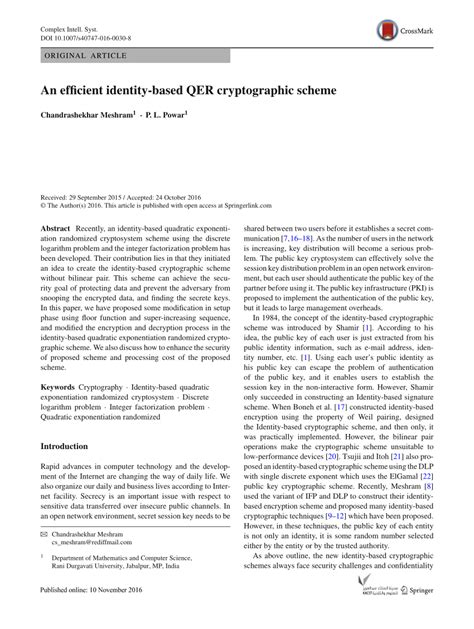 pdf an efficient identity based qer cryptographic scheme
