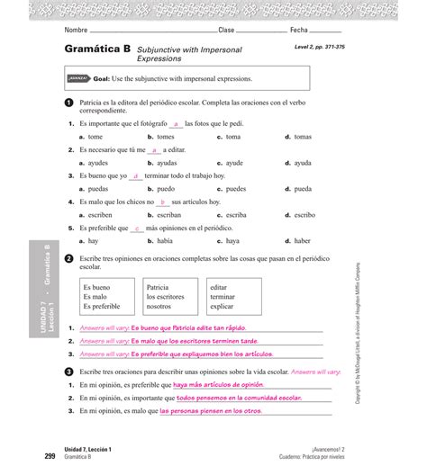 Vhl Answer Key Spanish