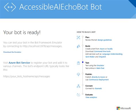 creating and deploying a microsoft bot framework bot with the sdk accessible ai