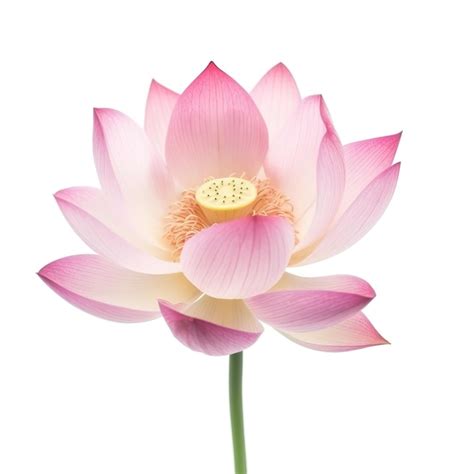 Premium Photo A Pink Lotus Flower With A Green Stem And A White