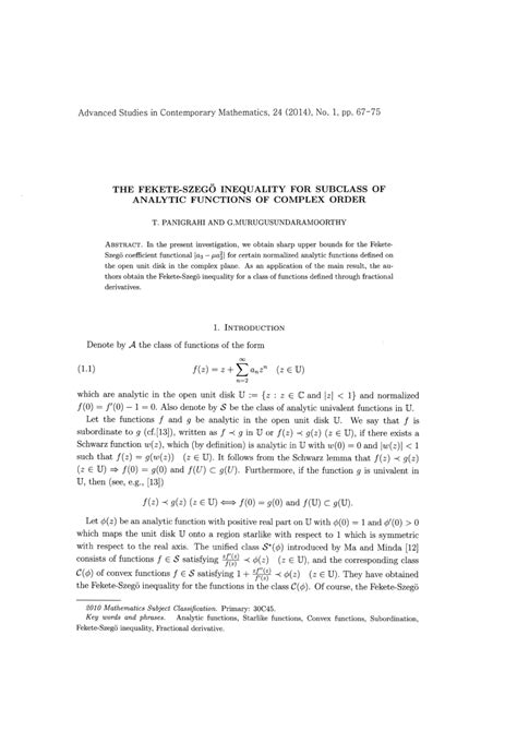 pdf the fekete szegö inequality for subclass of analytic functions of complex order