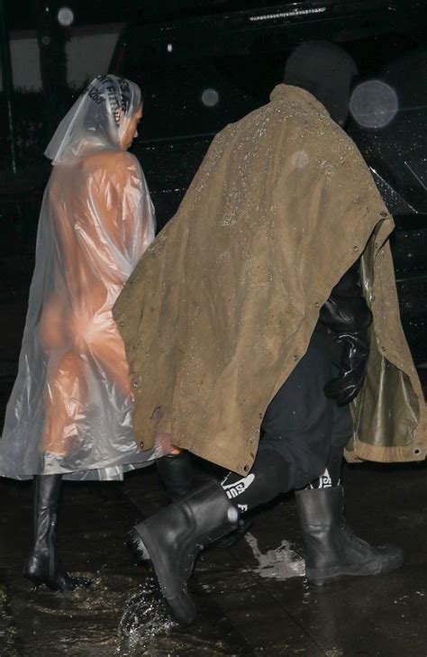 Bianca Censori Wears Nothing Under See Through Poncho Visiting Kanye