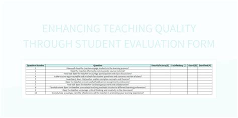 Teacher Teaching Quality Evaluation Form Excel Template And Google
