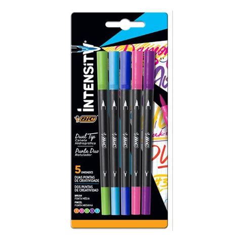 MARCADORES BIC INTENSITY DUAL DOBLE PUNTA SURTIDOS X 5 UN ART