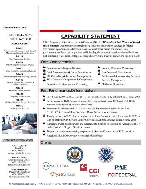 Free Printable Capability Statement Templates Pdf Word