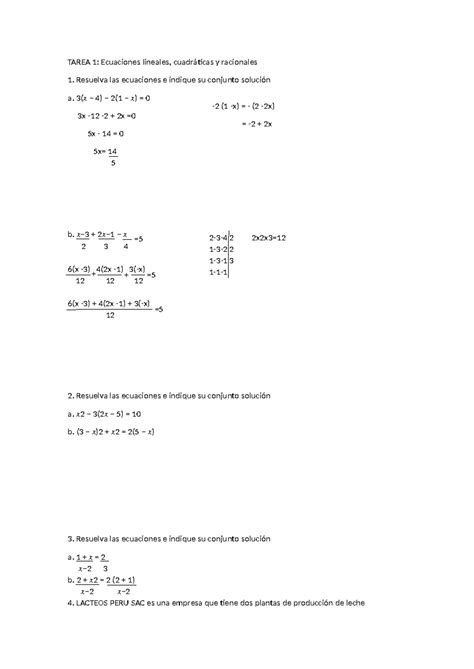 Primer Control De Lectura TAREA 1 Ecuaciones Lineales