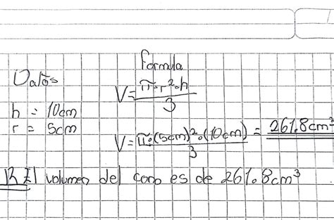 Calcula El Volumen Del Siguiente Cono Justifica Tu Respuesta 10 Cm 5