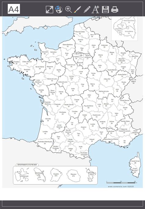 Carte départements de France vectorielle avec noms