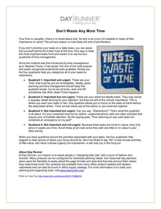 Day Runner Dont Waste Any More Time PDF