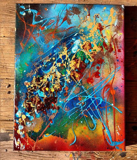 Abstrakcyjne Malarstwo Akrylowe I Atramentowe 9x12 Chwila Etsy Polska