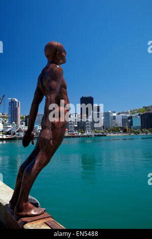 Wellington Harbour With Solace Of The Wind Sculpture By Max Patte Stock
