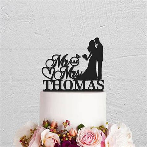 Mr And Mrs Wedding Cake Topper Kissing Couple With Bride And Groom Cake