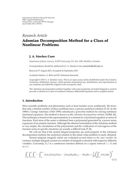 pdf adomian decomposition method for a class of nonlinear problems