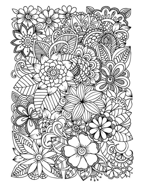Flower Coloring Pages Flowers Adult Coloring Pages Digital