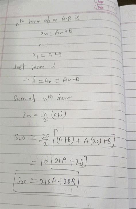 find the n th term of an a p sum of whose terms is 2n 3n 2