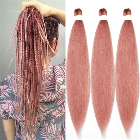 Amazon Ai Yuchen Pre Stretched Braiding Hair Kanekalon Rose Gold