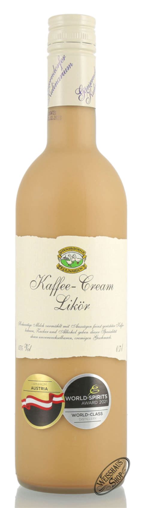 Auersthaler Kaffee Cream Likör mit Weinbrand 15 vol 0 70l Weisshaus